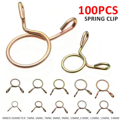 100 PCS Fuel Line Pipe Hose Tubing Spring Wire Clips Clamps Set for ...