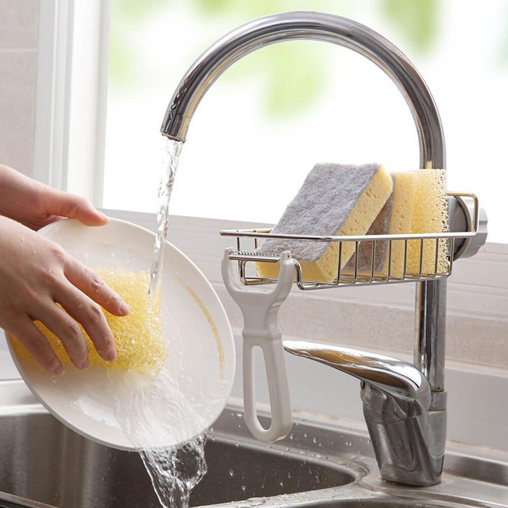 Home Kitchen & Bathroom Faucet Sink Sponge Hanging Tap Storage Holder ...