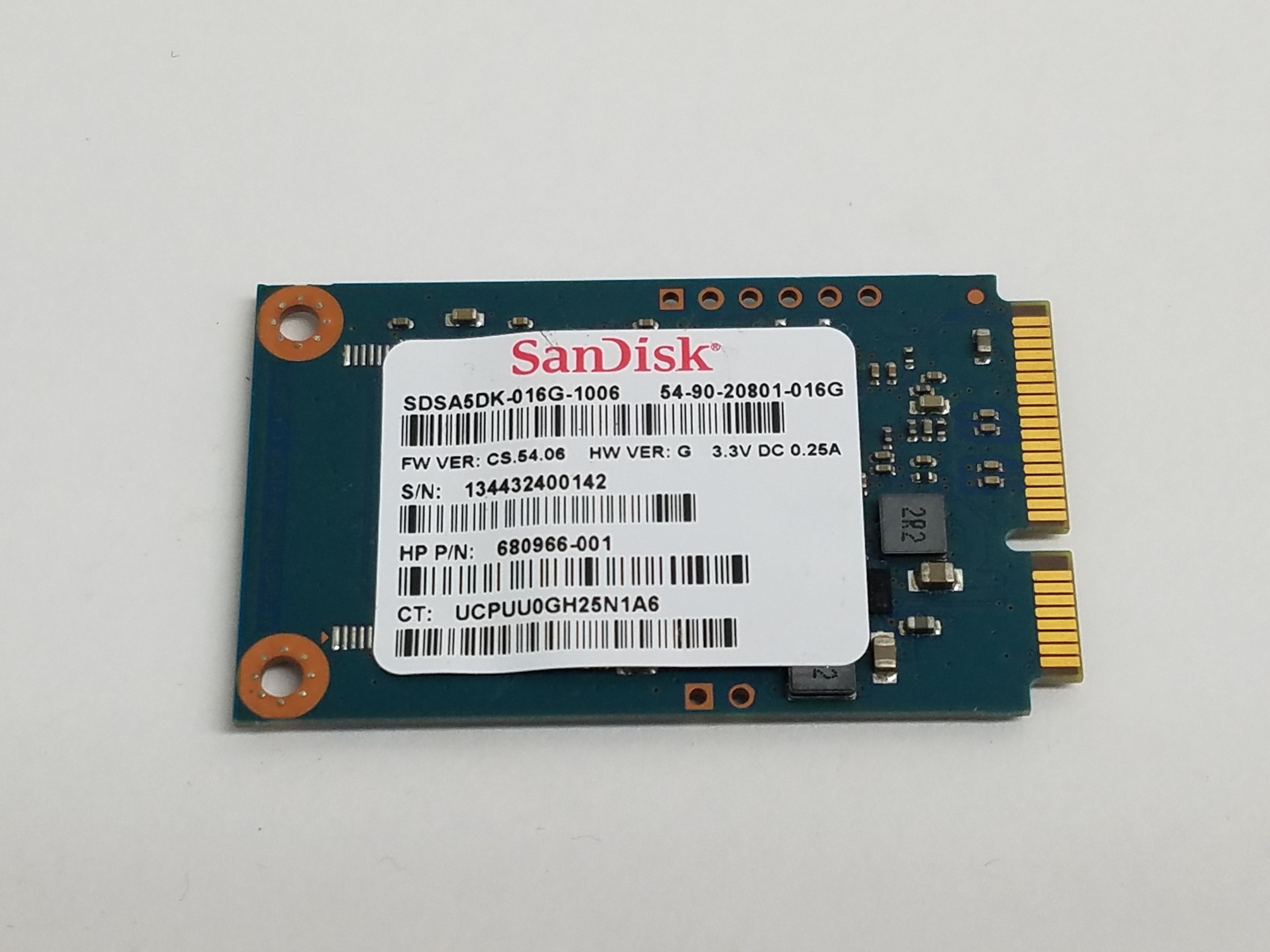 SanDisk 16gb Mini PCIe mSATA SSD Solid State Drive Sdsa5dk-016g for ...