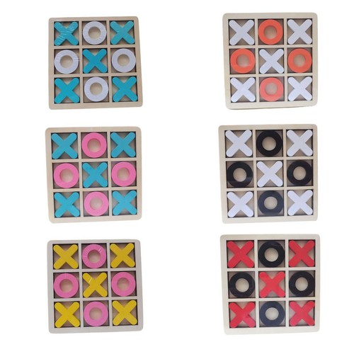 Wooden Board Tic TAC Toe Game Classic Tabletop Blocks Funny Table Game ...