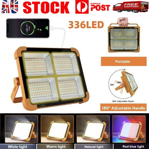 3000W 20000LM Portable 336 LED Solar Rechargeable Work Light Camping ...