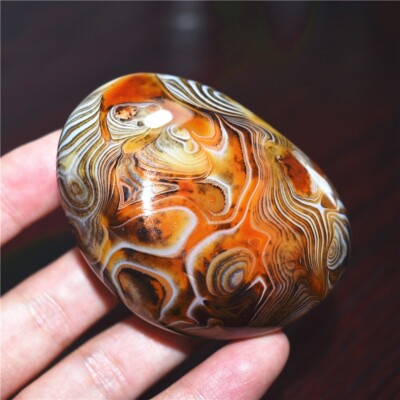151g Natural Banded Agate Tumbled Palm Stone Crazy Lace Silk Healing ...