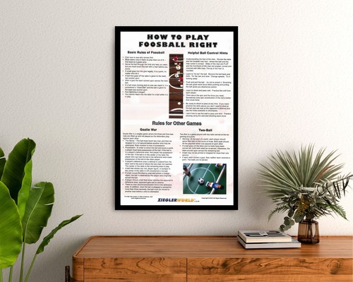 HOW TO PLAY TABLE FOOSBALL RIGHT POSTER - RULES AND HELPFUL HINTS ...
