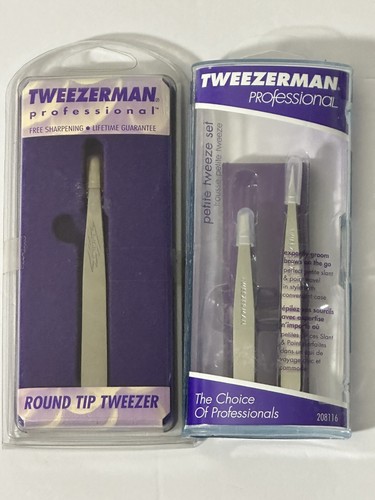 Tweezerman Petite Tweeze Set: Slant Tweezer + Point Tweezer + Round Tip ...