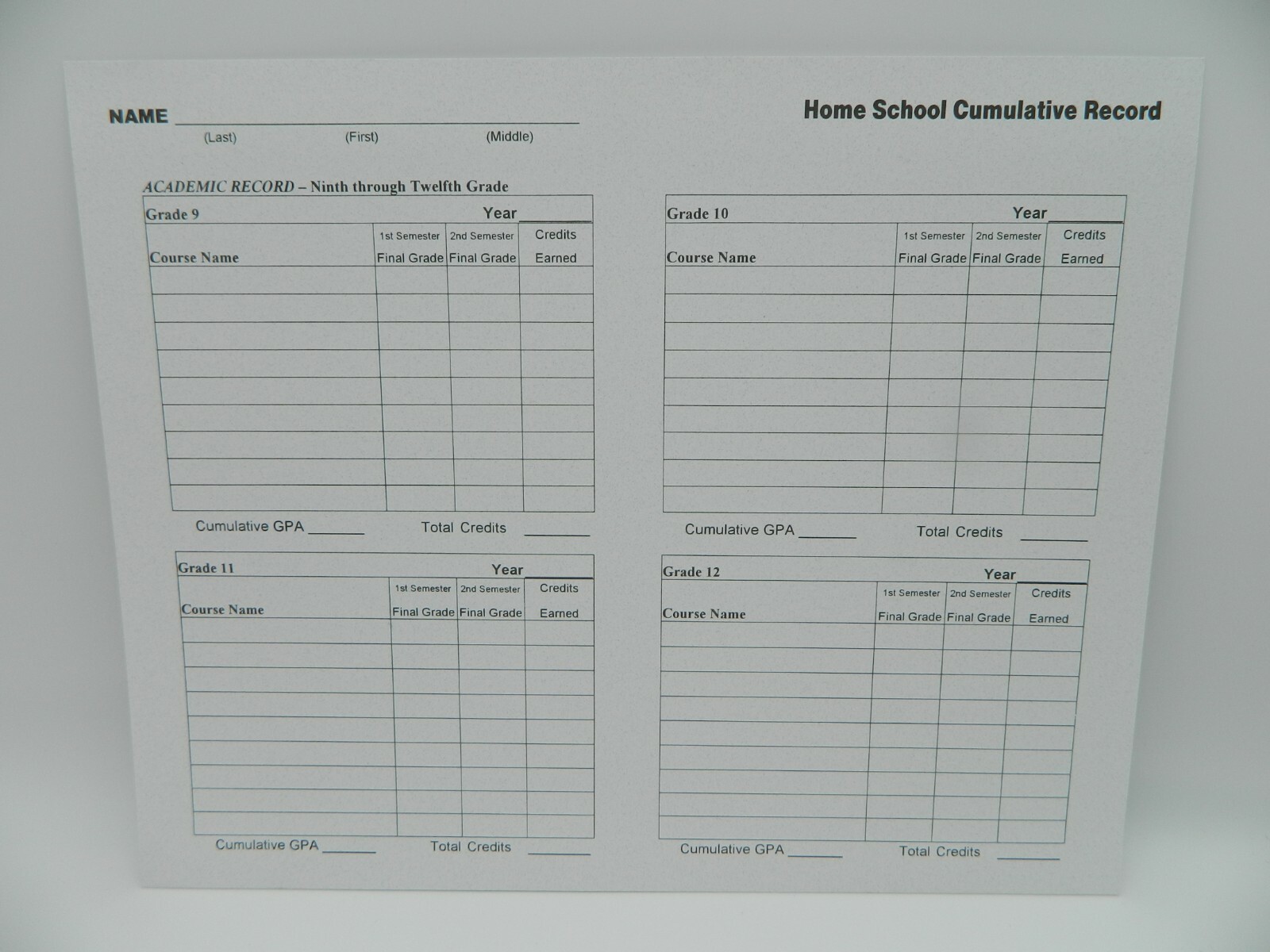 Homeschool Cumulative Transcript Folders, Pack of 3, use w. any ...