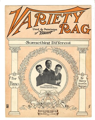 RAG RAGTIME THEATRE MAGAZINE Sheet Music 1912 Variety Rag HARRY TIERNEY ...
