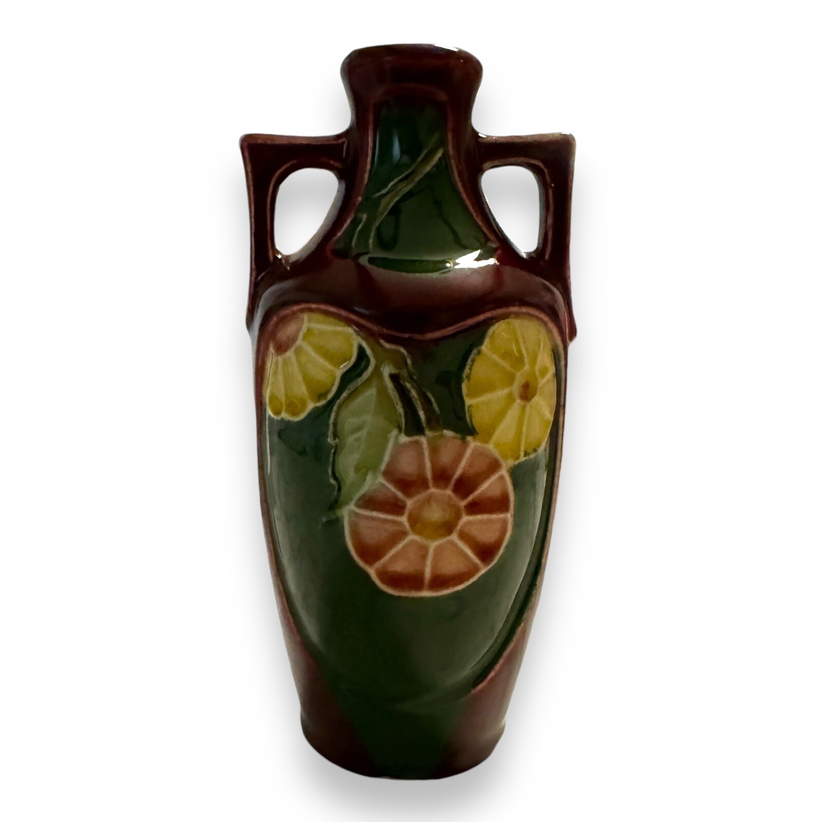 Vintage Barbotine Majolica Floral Vase | eBay