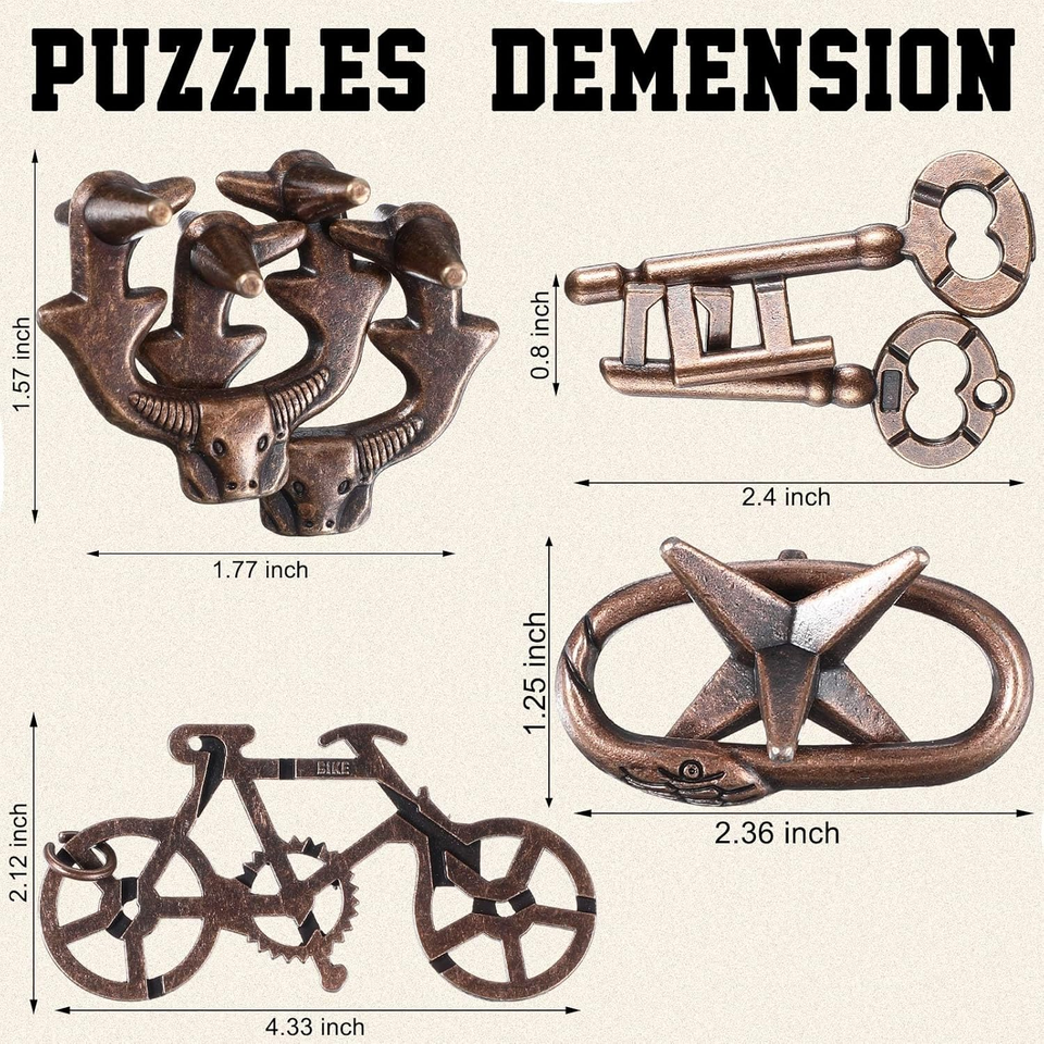 9 Pcs Metal Brain Teaser Puzzles Teaser 3D Steel Puzzle for Unlock ...
