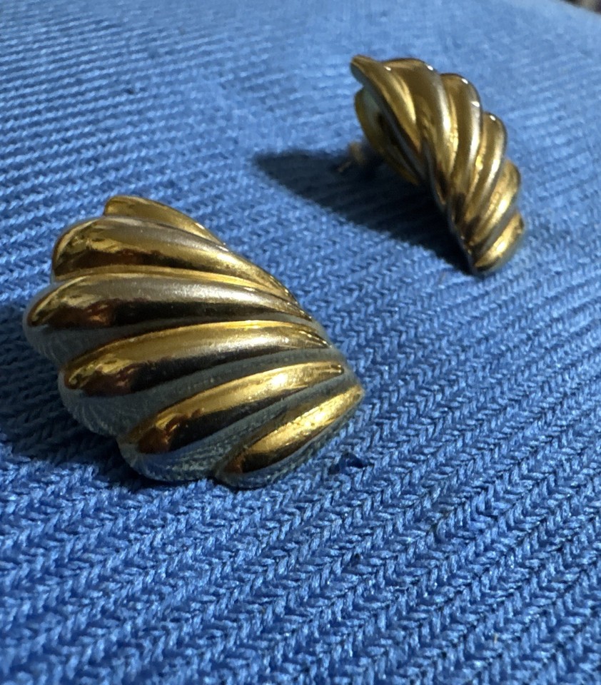 Vintage Napier Gold Tone Stud Earrings, Retro Swoop Design, 80s 90s ...