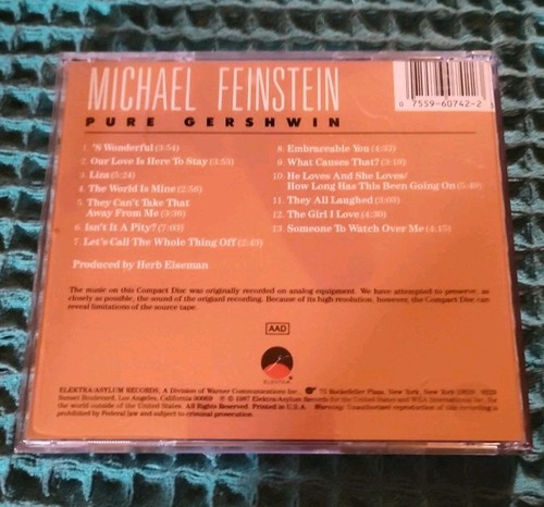 Pure Gershwin by Michael Feinstein (CD, 1987) Elektra,USA | eBay