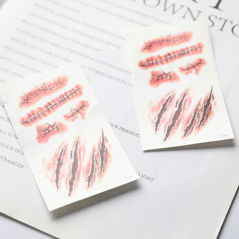 Luminous Tattoo Stickers Temporary Waterproof Halloween Scar Stickers ...