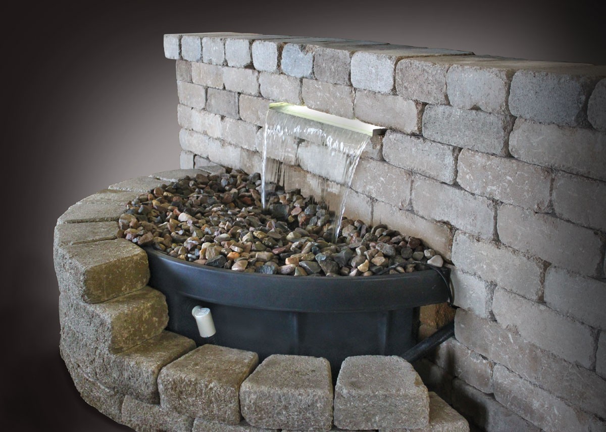 Wall Fountain Kit 35" Spillway, white LED, pump, basin, tubing ...