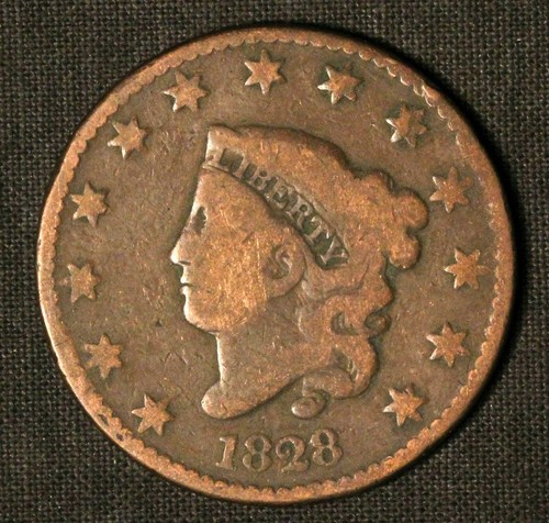 1828 1c Coronet Matron Head Large Cent Narrow Date - Free Shipping USA ...