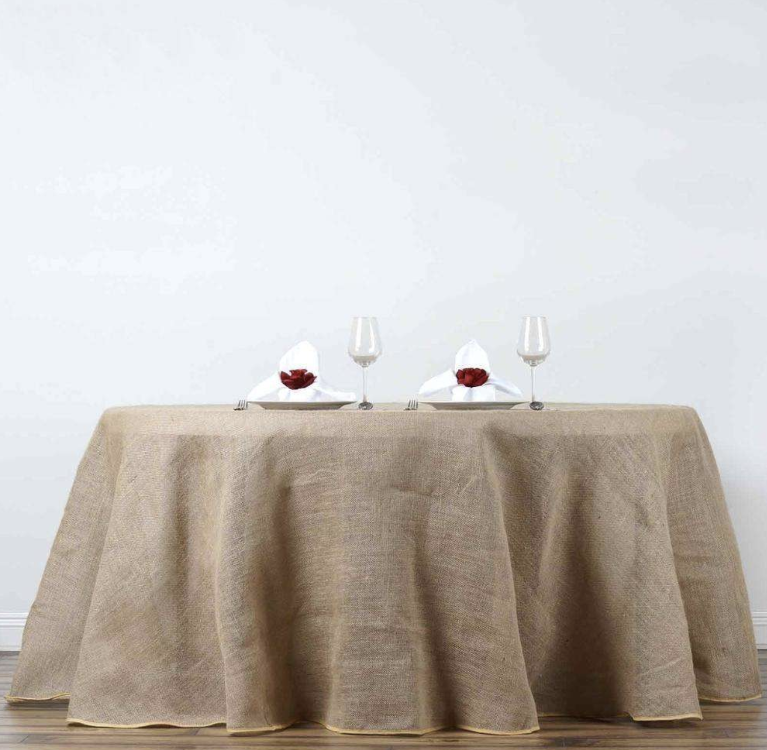 108" ROUND Natural BURLAP TABLECLOTH Table Cover Wedding Party Catering ...