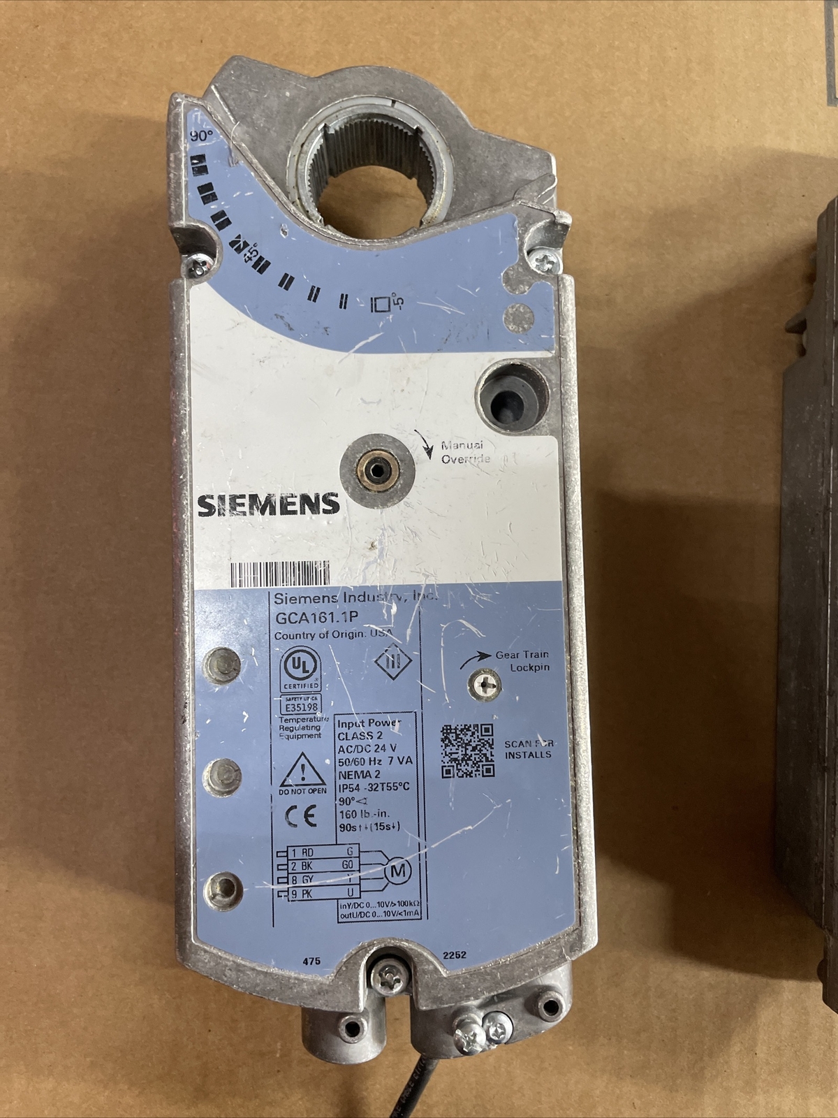 ( 1 ) Siemens GCA161.1P Spring Return 160 lb-in, 24Vac/dc, 0-10Vdc ...