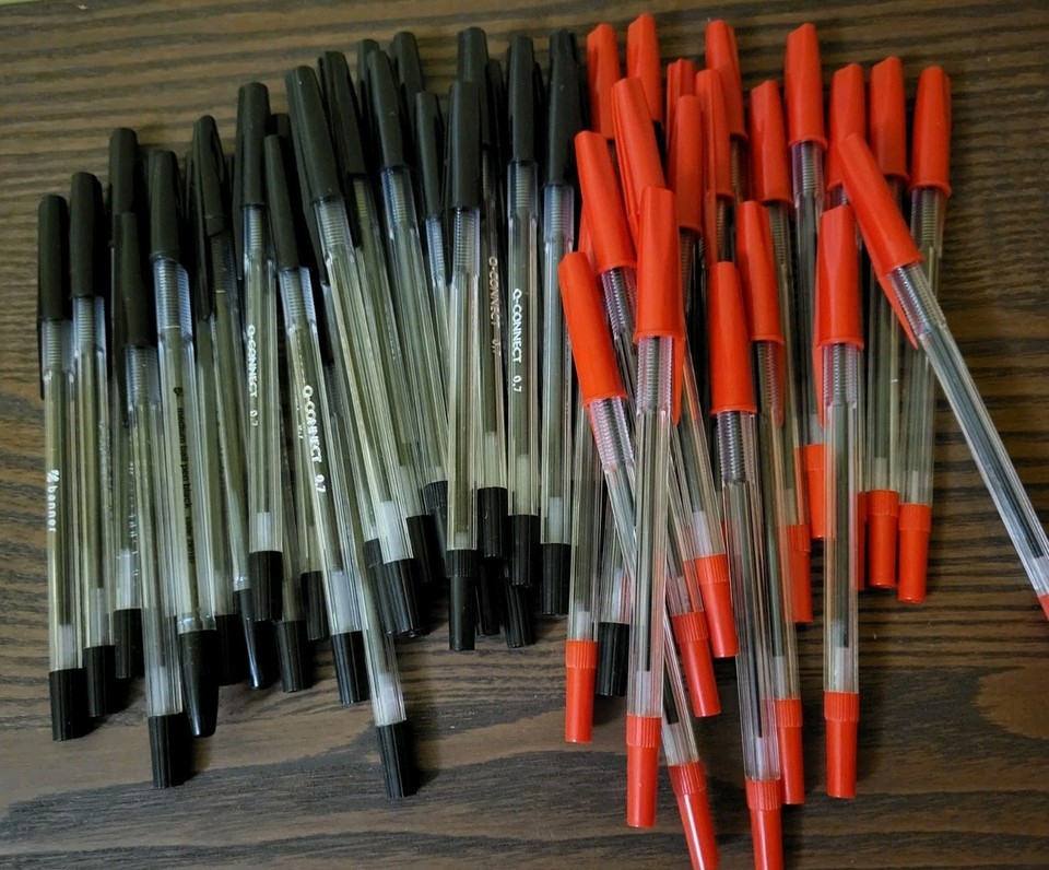 Job Lot Of 50 standard ball point Pens. Black Red. Office School Chef ...