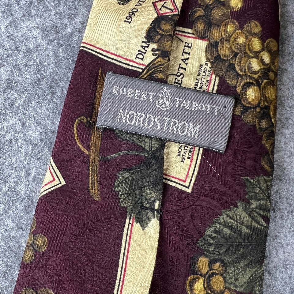 Robert Talbott Silk Tie Nordstrom Winery Wine Bottle Labels Grapes ...