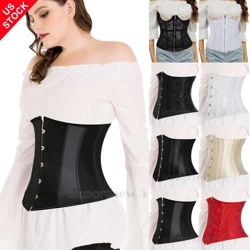 Steel Boned Lace-Up Underbust Women Waist Cincher Corset Body Shaper ...