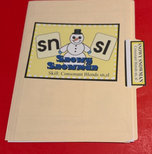 Snowy Snowman - Phonics. Sn/sl - DIY File Folder game - Printed / Uncut ...