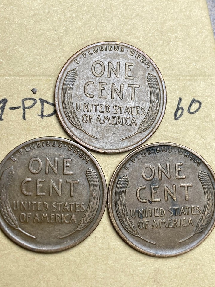 1919-PDS LINCOLN WHEAT CENT SET, "EXTREMELY FINE" condition coins, set ...
