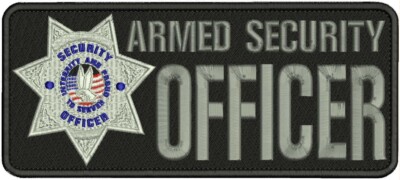 ARMED SECURITY Officer embroidery patches 5X11 hook on back greybadge ...