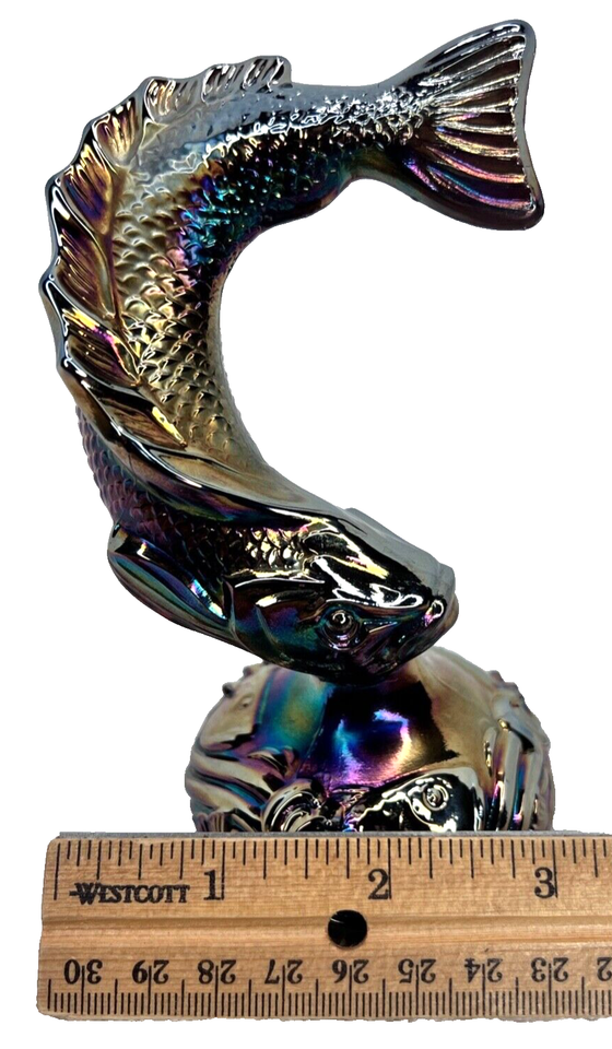 Fenton Black Carnival Glass Jumping Trout Fish Paperweight - 5" | eBay