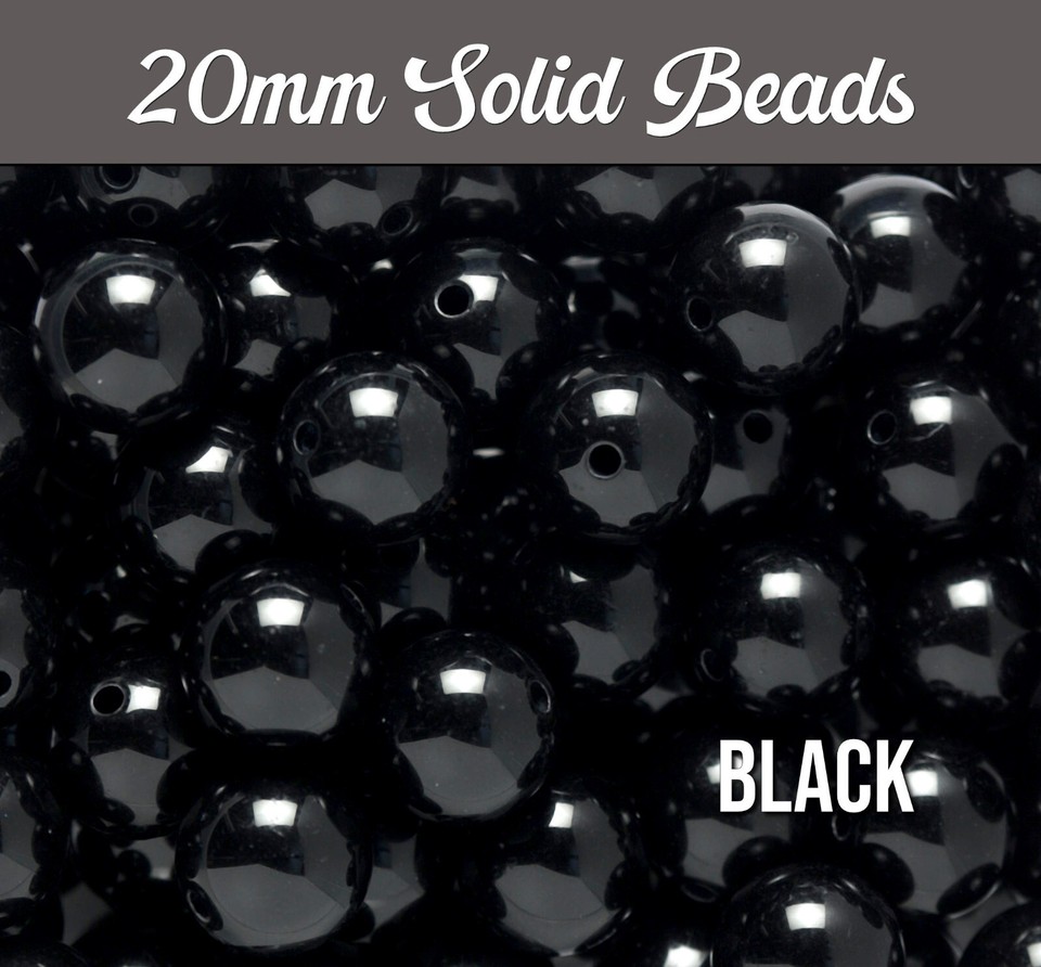 20mm Beads - 20 Pack of Chunky Bubblegum Beads, Round Acrylic Colorful ...