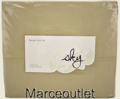 Sky 100% Cotton Percale KING Sheet Set Tan | eBay