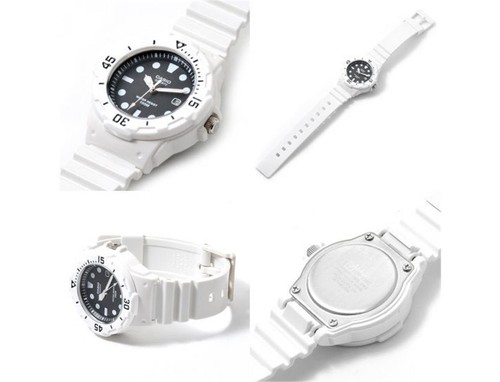 Casio Women's White Resin Band Black Dial Japanese Quartz Watch LRW ...