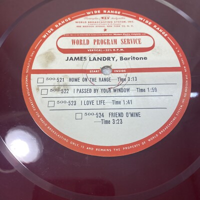 16” WPS Radio Transcription Record James Landry/ Erno Rapee | eBay