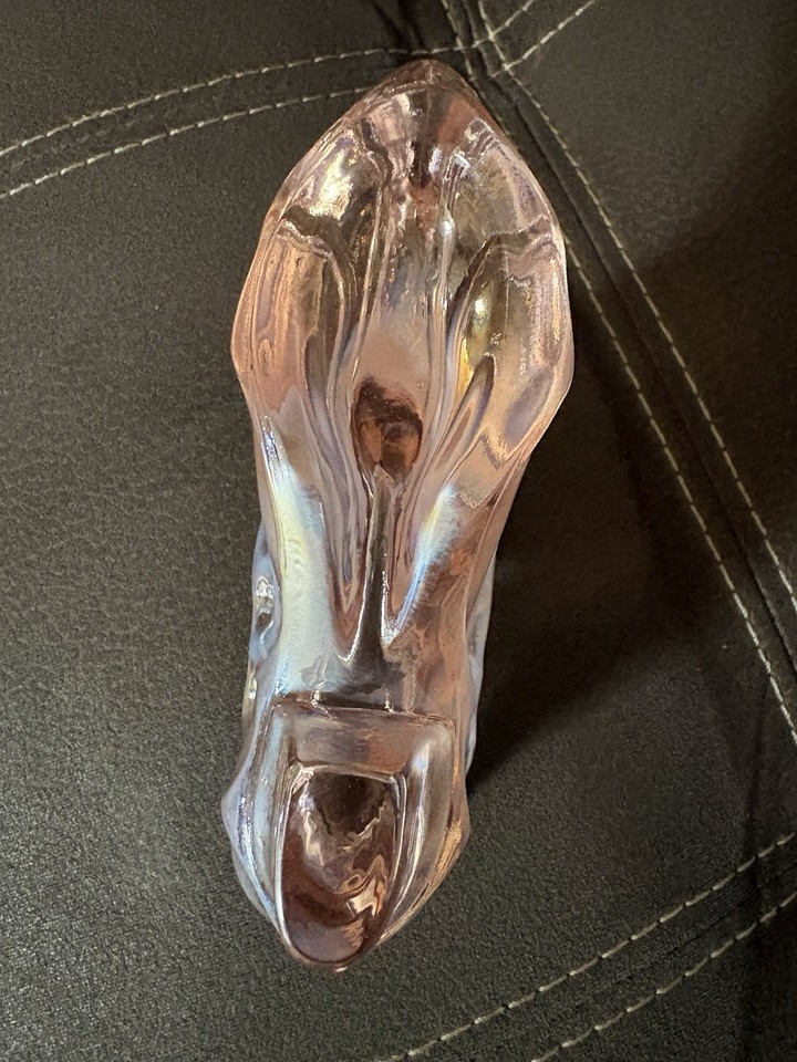Vintage Glass Shoe Pink Iridescent Art Glass Shoe Deco Glass ...