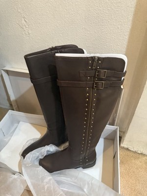 Forever 21 Brown Studded Riding Boots – Size 6 Faux Leather Knee High ...
