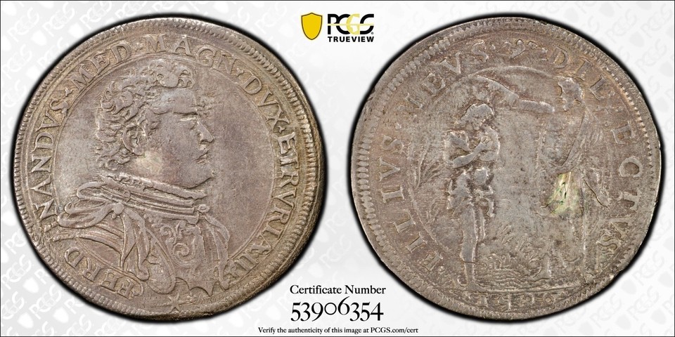 ITALY TUSCANY/FLORENCE FERDINAND 1596 PIASTRE SILVER COIN PCGS ...
