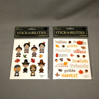 Lot of 2 Stickabilities Scrapbook Stickers 482422 Pilgrims 579821 Fall ...