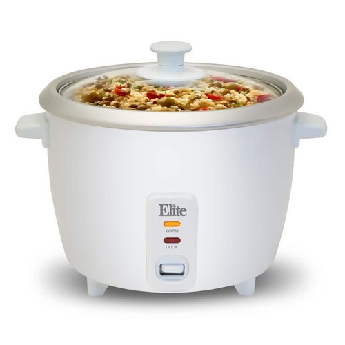 Elite Cuisine Rice Cooker Removable Nonstick Pot 6-Cup Vented Tempered ...