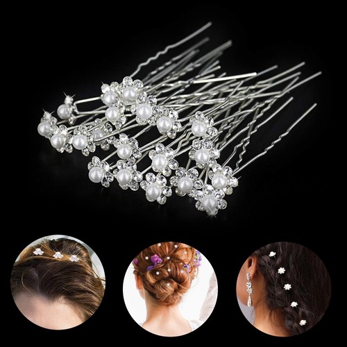 Bridal Prom Hair Accessories Faux Pearl Diamante Prom Hair Pins Wedding ...