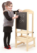 Kids Wooden Kitchen Helper Tower Step up Stool Learning Chair ...