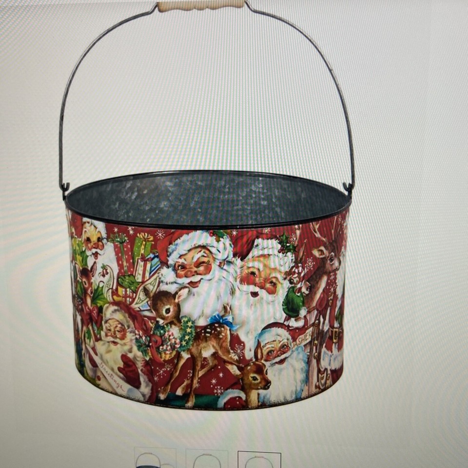 Primitives by Kathy Retro Santa Bucket Set of 2 Tins Christmas Vintage ...