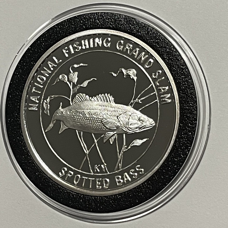 Spotted Bass Fishing Collector Proof Coin 1 Troy Oz .999 Fine Silver ...