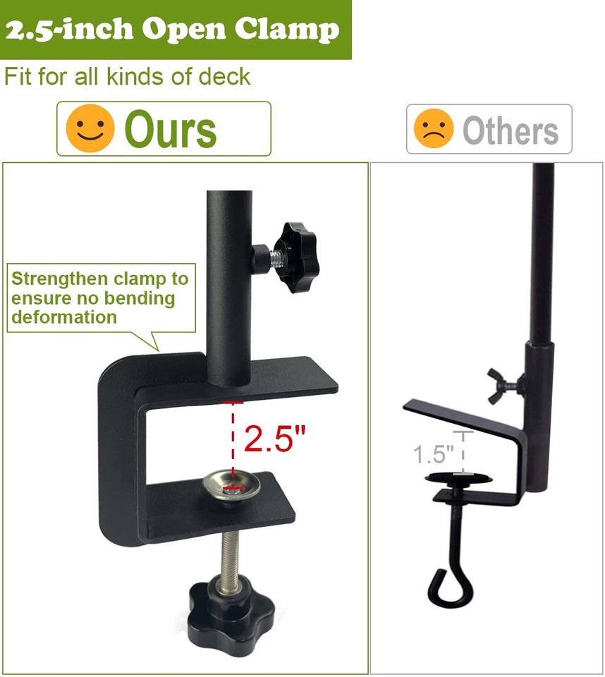 Koutemie 40" Double Deck Hook Railing Adjustable Outdoor Shepherd Hook ...