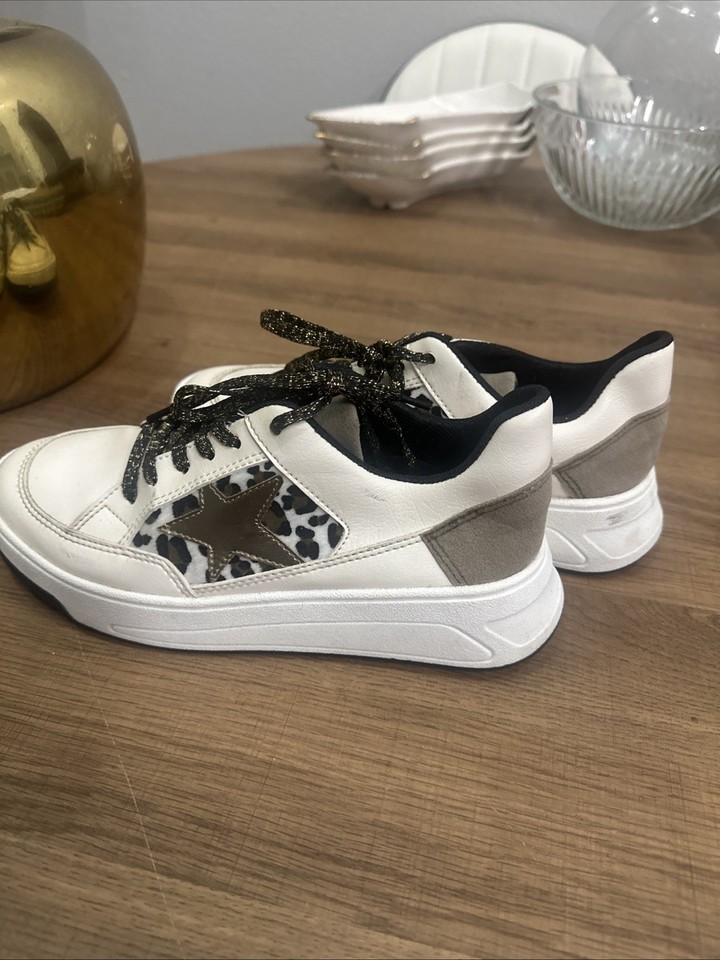 MKS Maker's Shoes Women’s Lace-up Low Top Sneakers White Bronze Black ...