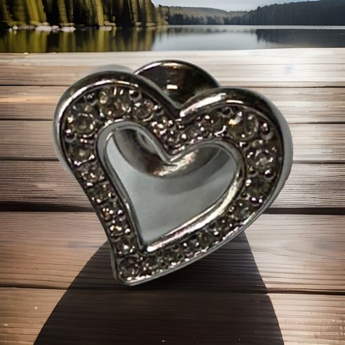 Vintage Silver Tone Heart Swarovski Swan crystal Push Pin Tac brooch ...