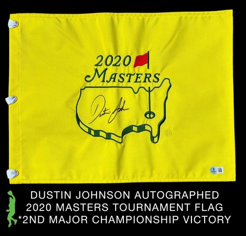 DUSTIN JOHNSON AUTOGRAPHED 2020 MASTERS FLAG GOLF PGA TOUR BECKETT BAS ...