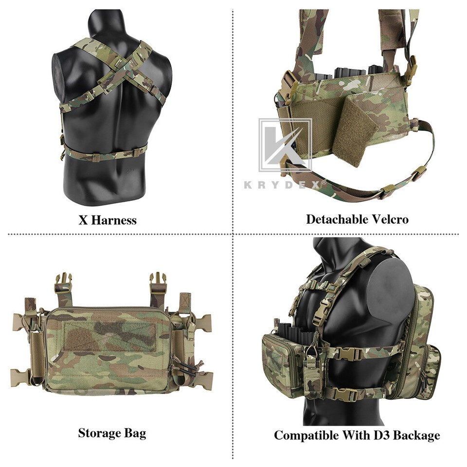 KRYDEX D3CR Chest Rig Harness Mag Pouches Flatpack Backpack Expandable ...