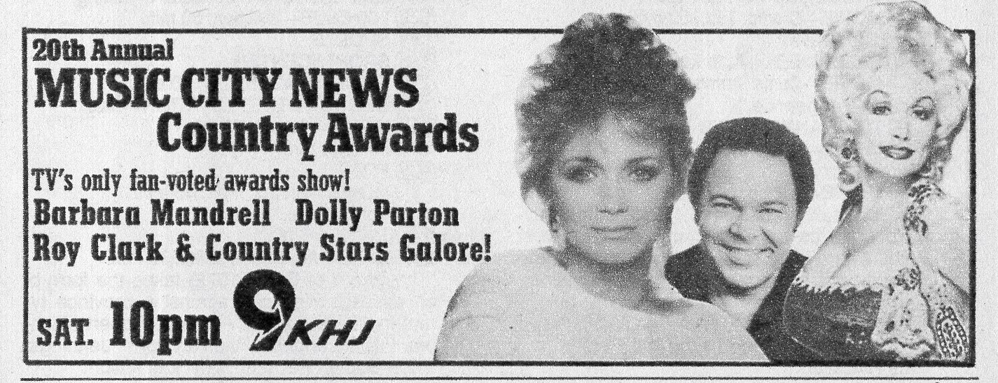 1986 TV AD 20th MUSIC CITY NEWS COUNTRY AWARDS BARBARA MANDRELL, DOLLY ...