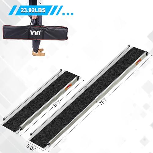 Adjustable Wheelchair Ramp, 4-7 FT Portable Wheelchair Ramp for Home 4 ...