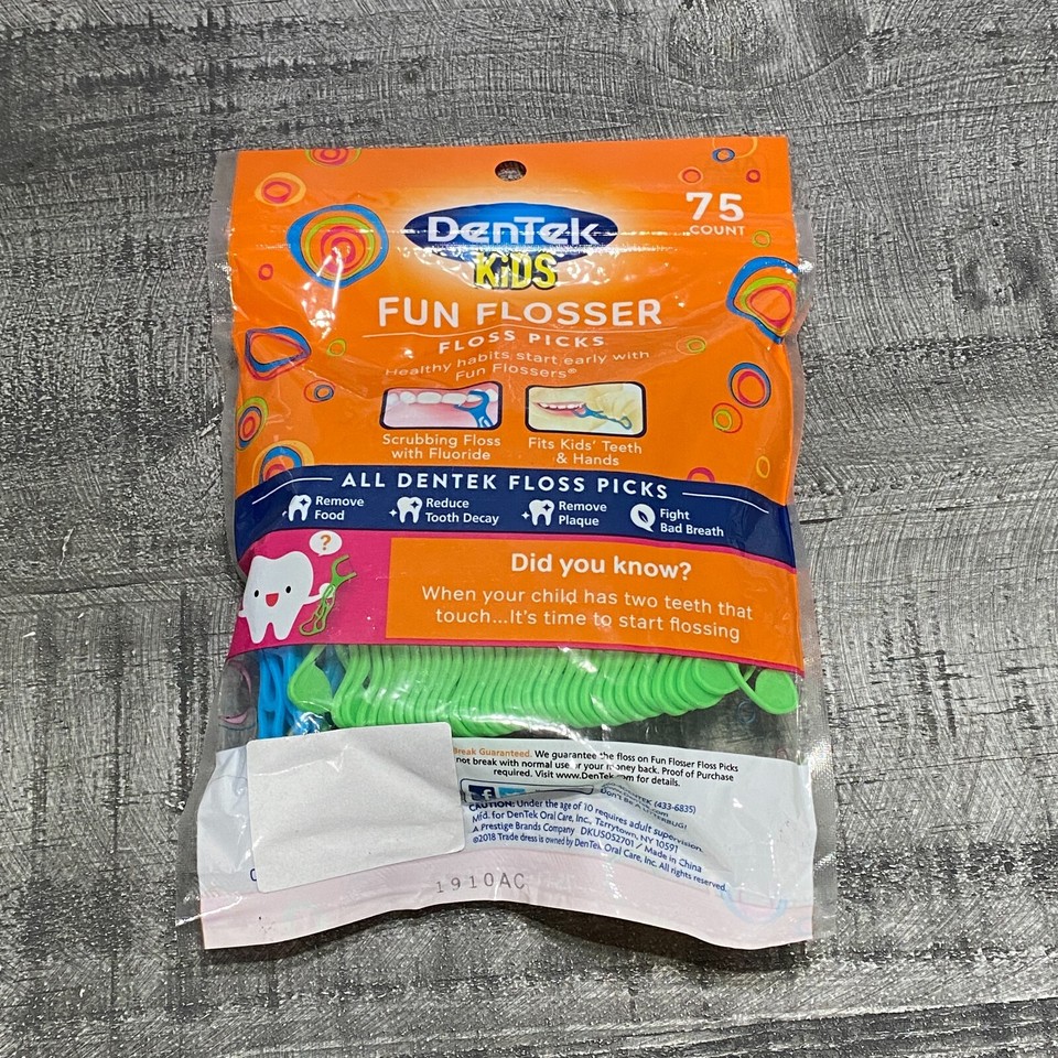Lot of 3 DenTek Kids Fun Flossers Fits Tight Teeth, Wild Fruit, 75 ...