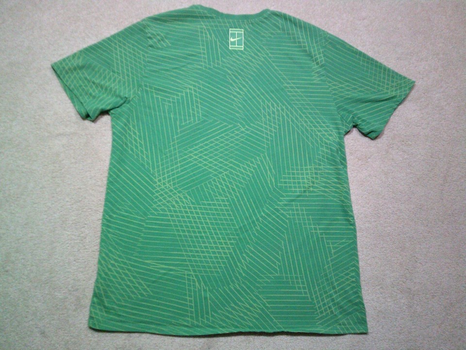 Nike Court Roger Federer T Shirt Mens XL Extra Large Green Athletic Cut ...