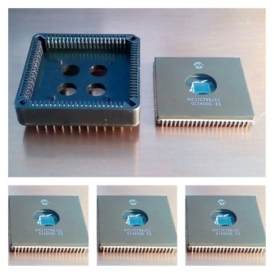 4 x Microchip PIC17C766/CL 8-bit CMOS EPROM MCU 84-Pin CERQUAD LCC with ...