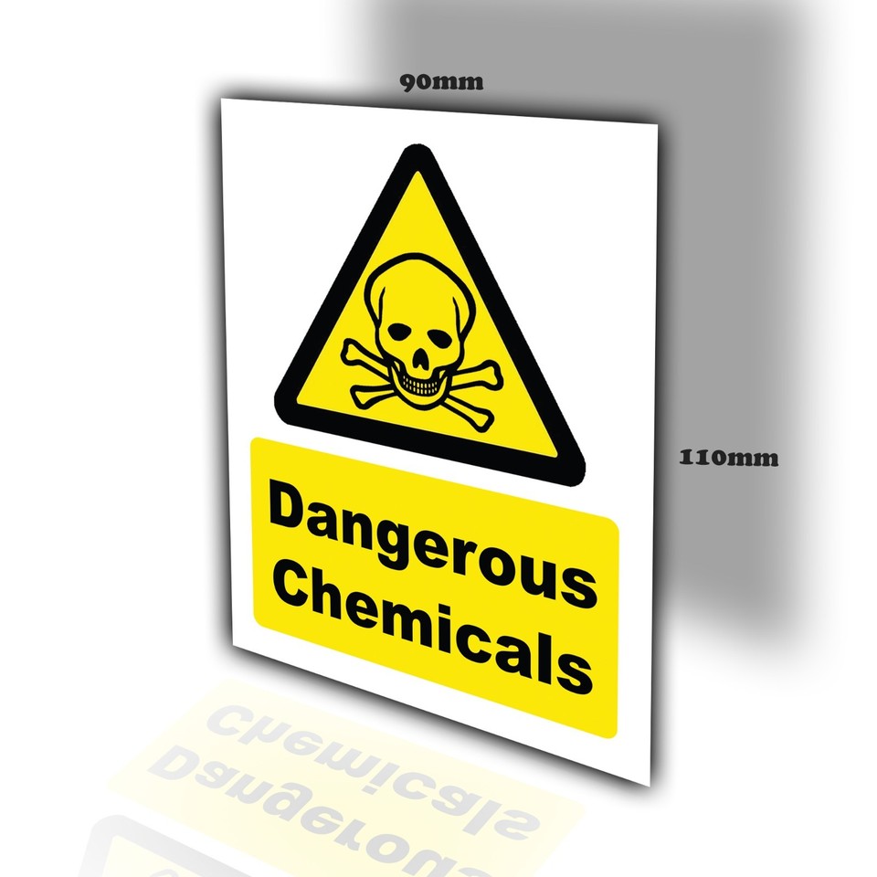 8 Pack - Dangerous Chemicals Labels – Waterproof Vinyl Stickers - 110mm ...